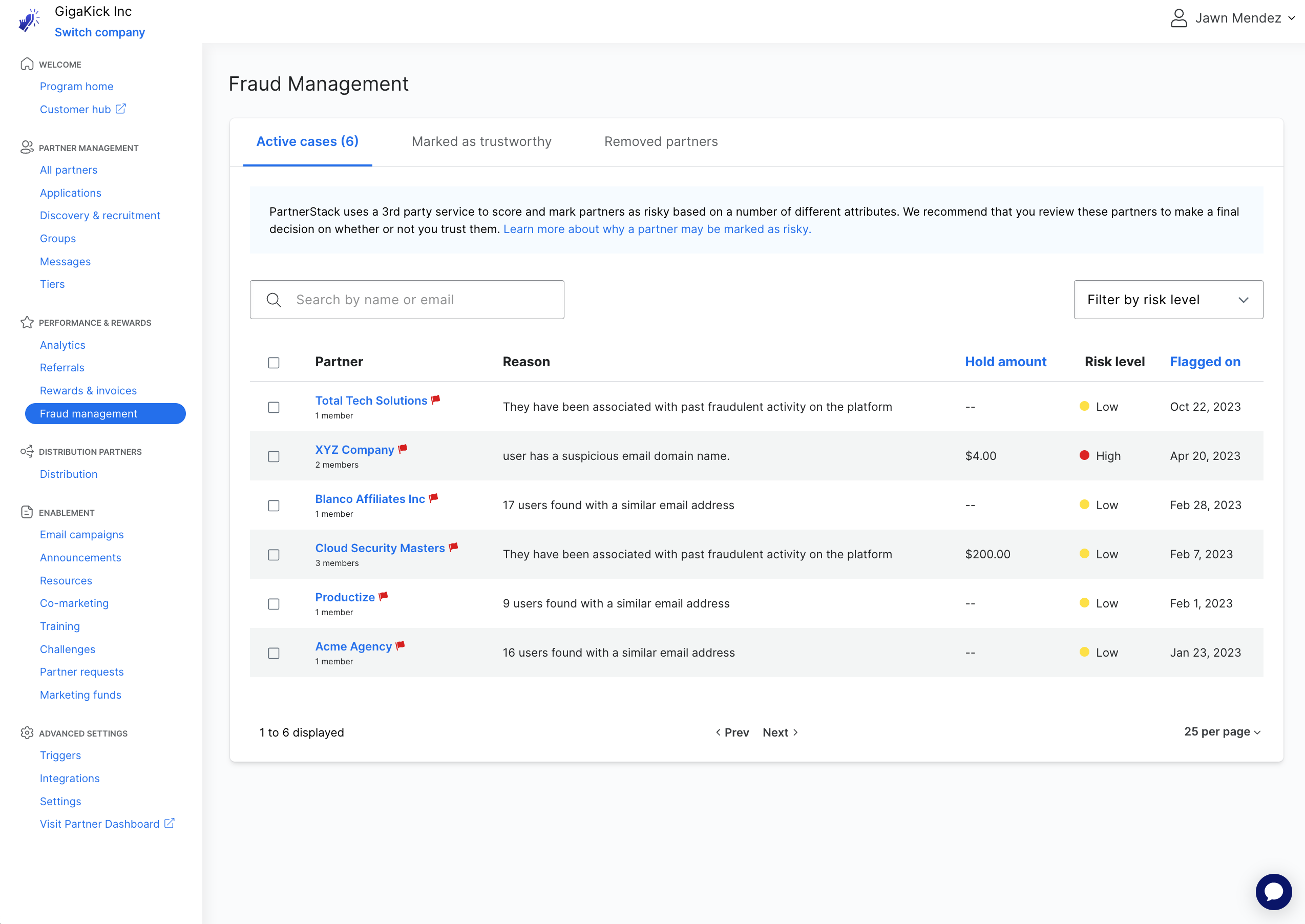 Using Fraud Management – PartnerStack